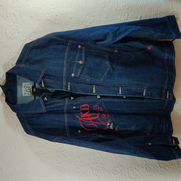 Akademiks | Jackets & Coats | Akademiks Logo Jean Painted Jacket | Poshmark